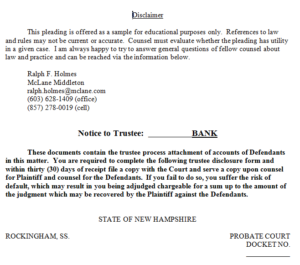 Disclosure of Trustee Process – McLane Middleton Probate Blog